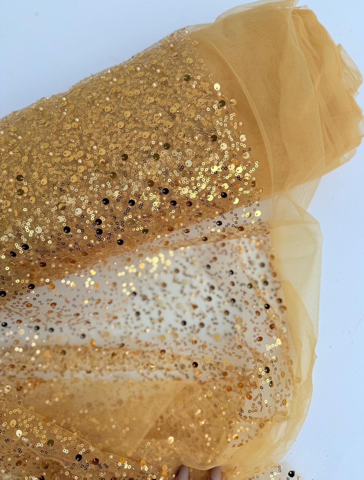 Gold Beaded Lace Fabric – Gala Textile